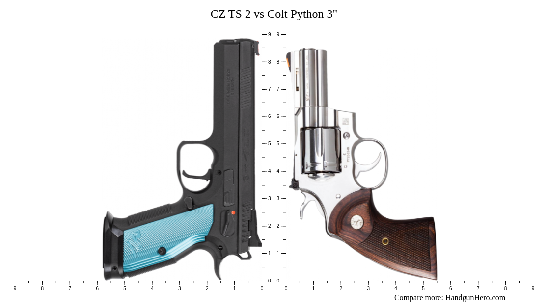 CZ TS 2 vs Colt Python 3" size comparison | Handgun Hero
