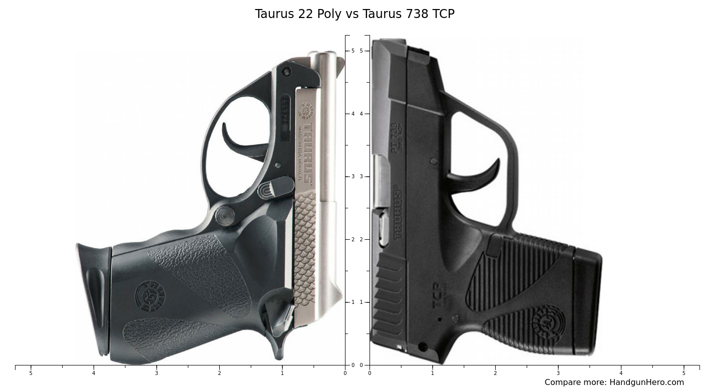Taurus 22 Poly vs Taurus 738 TCP size comparison | Handgun Hero