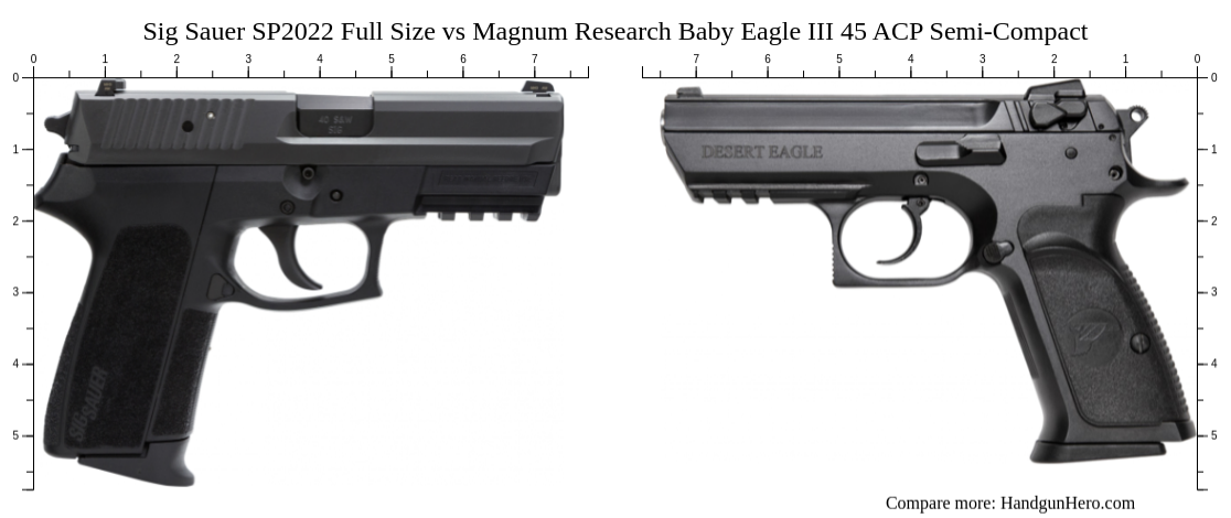 Sig Sauer SP2022 Full Size vs Magnum Research Baby Eagle III 45 ACP ...
