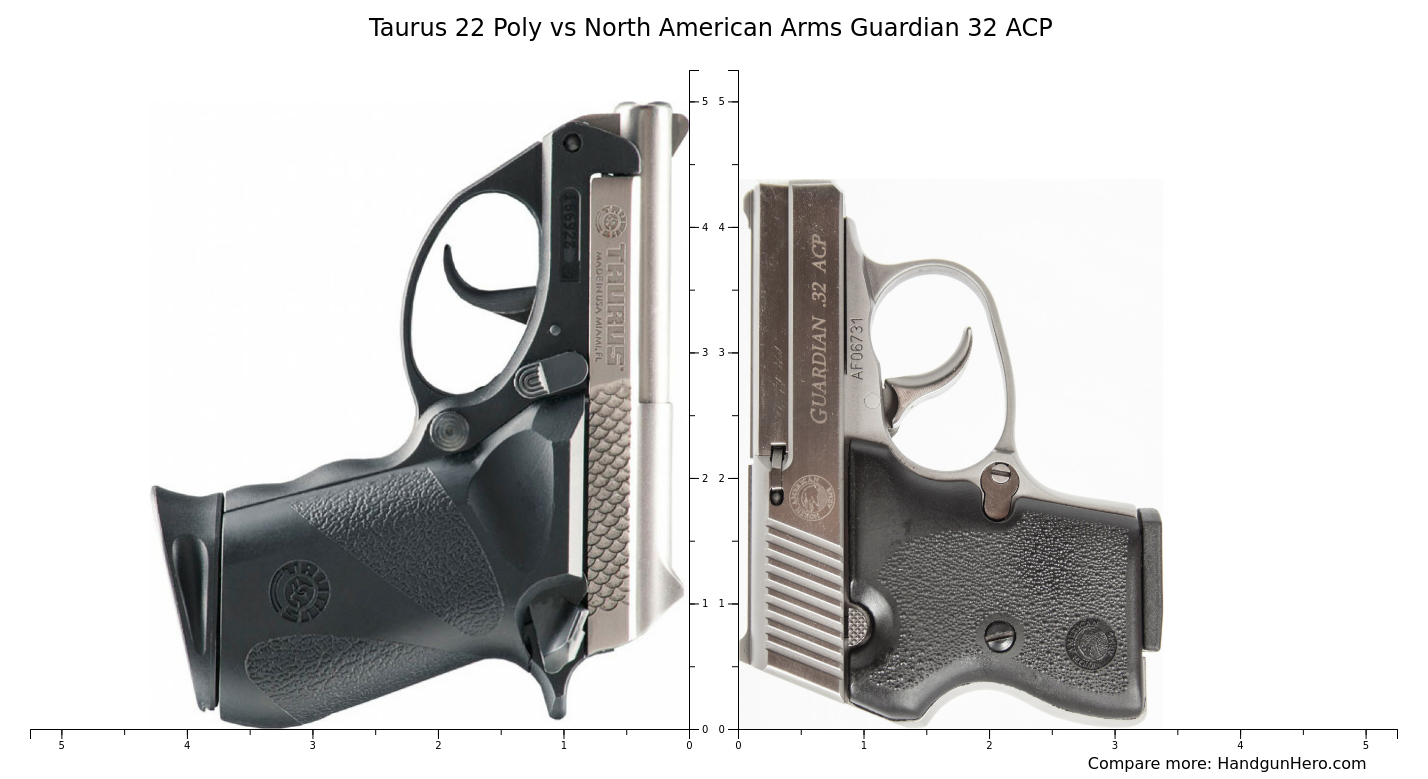Taurus 22 Poly vs North American Arms Guardian 32 ACP size comparison ...