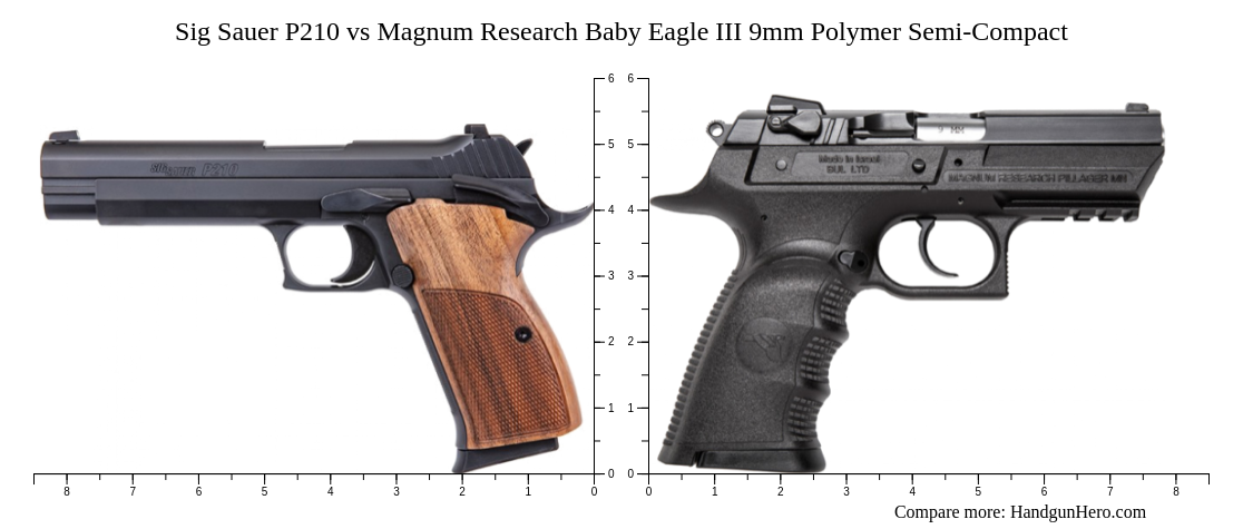 Sig Sauer P210 vs Magnum Research Baby Eagle III 9mm Polymer Semi ...