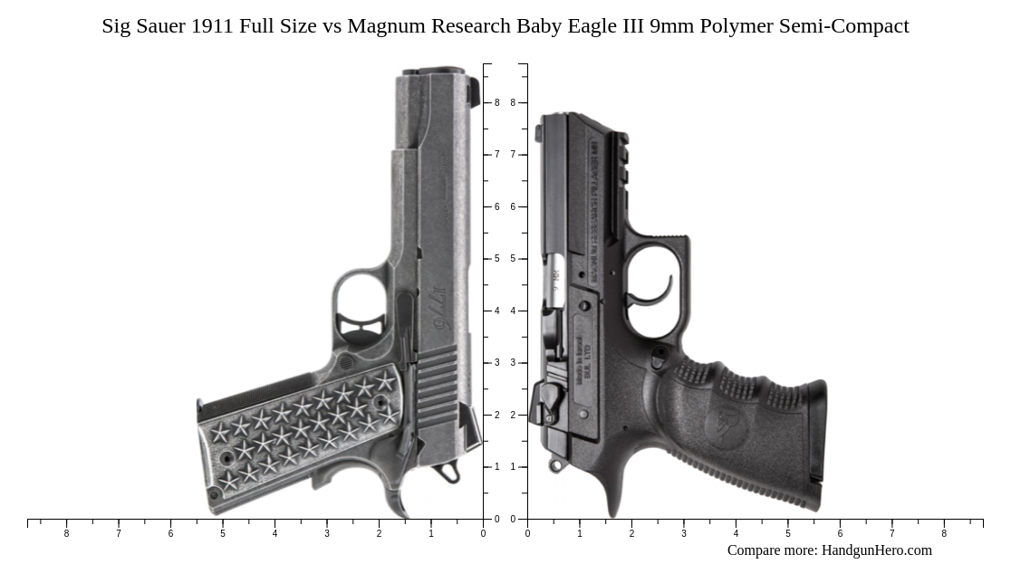 Sig Sauer 1911 Full Size vs Magnum Research Baby Eagle III 9mm Polymer ...