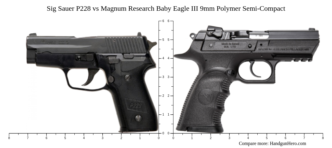 Sig Sauer P228 vs Magnum Research Baby Eagle III 9mm Polymer Semi ...
