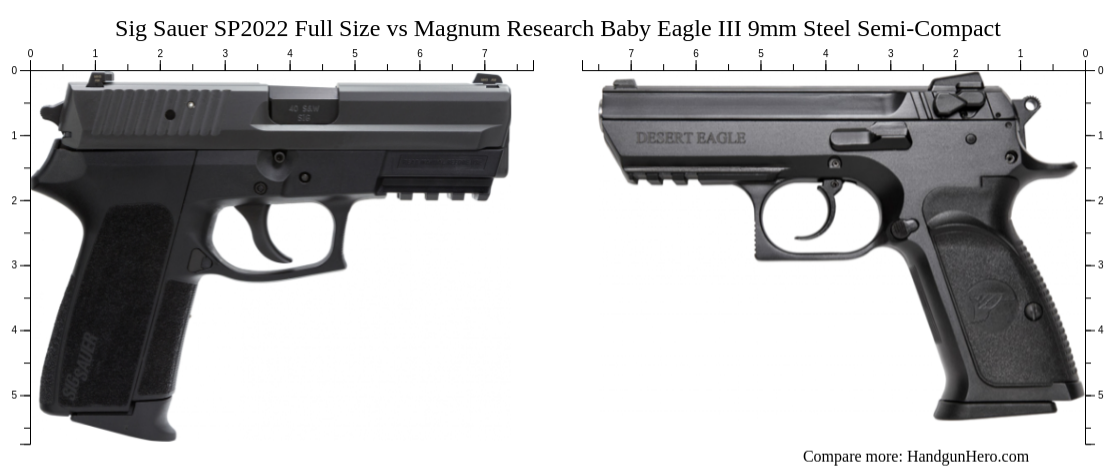 Sig Sauer SP2022 Full Size vs Magnum Research Baby Eagle III 9mm Steel ...