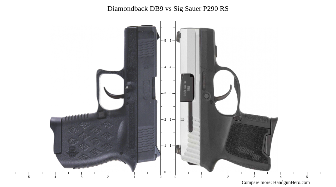 Diamondback DB9 vs Sig Sauer P290 RS size comparison | Handgun Hero