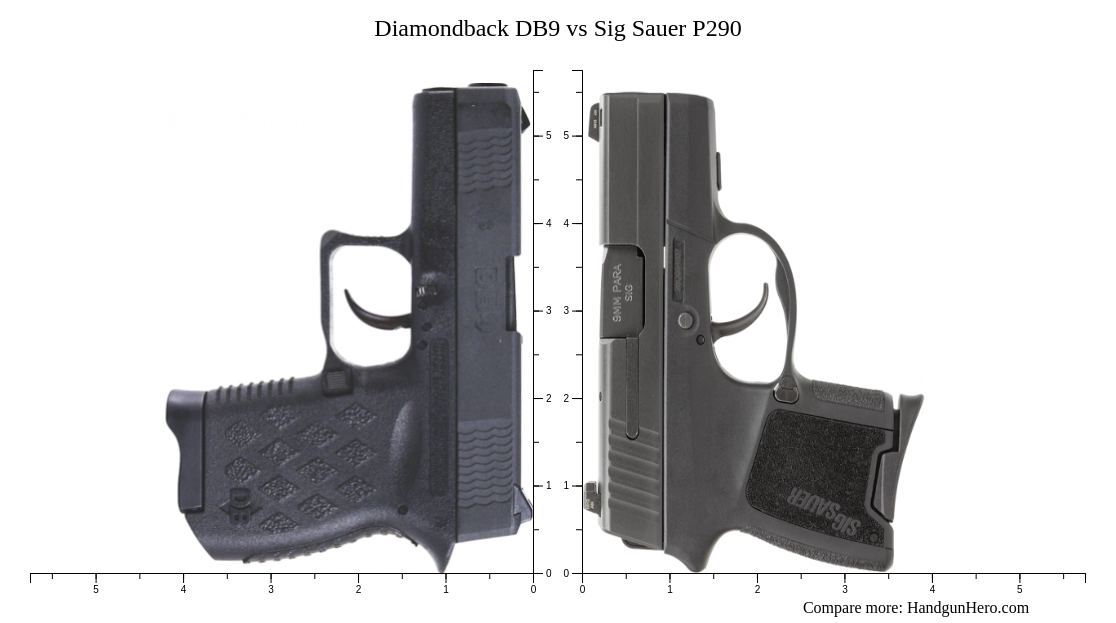 Diamondback DB9 vs Sig Sauer P290 size comparison | Handgun Hero