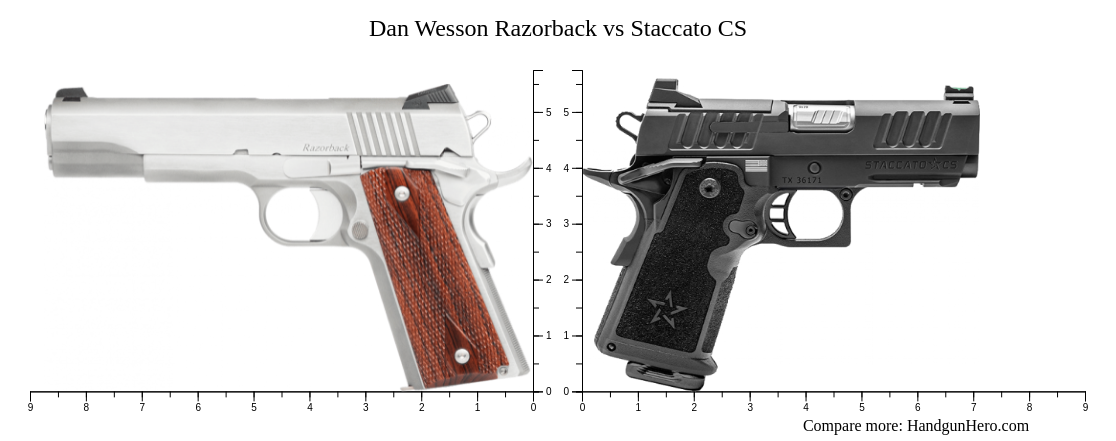 Dan Wesson Razorback vs Staccato CS size comparison | Handgun Hero