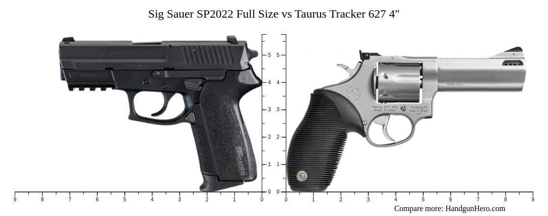 Sig Sauer SP2022 Full Size vs Taurus Tracker 627 4" size comparison ...