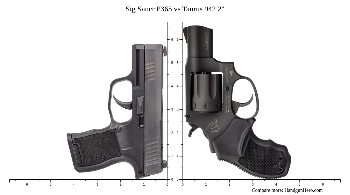 Sig Sauer P365 vs Taurus 942 2" size comparison | Handgun Hero