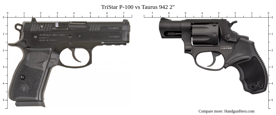 TriStar P-100 vs Taurus 942 2" size comparison | Handgun Hero