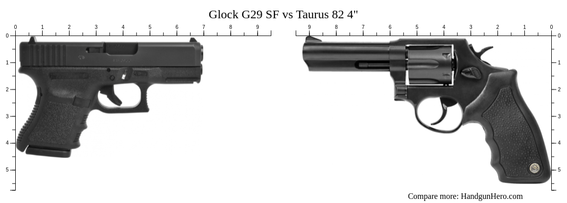 Glock G29 SF vs Taurus 82 4" size comparison | Handgun Hero