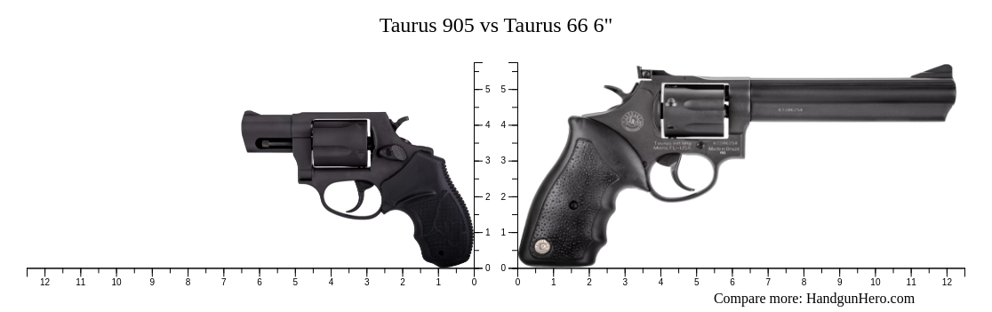 Taurus 905 vs Taurus 66 6" size comparison | Handgun Hero