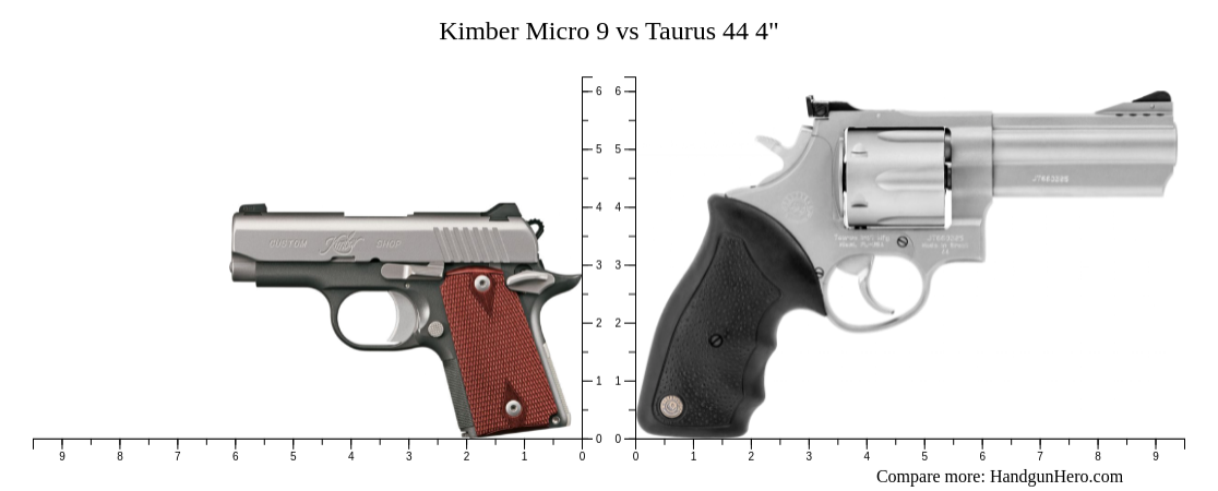 Kimber Micro 9 vs Taurus 44 4" size comparison | Handgun Hero