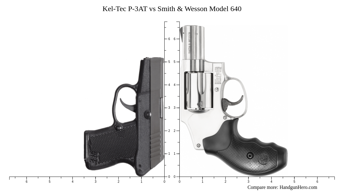 Kel-Tec P-3AT vs Smith & Wesson Model 640 size comparison | Handgun Hero