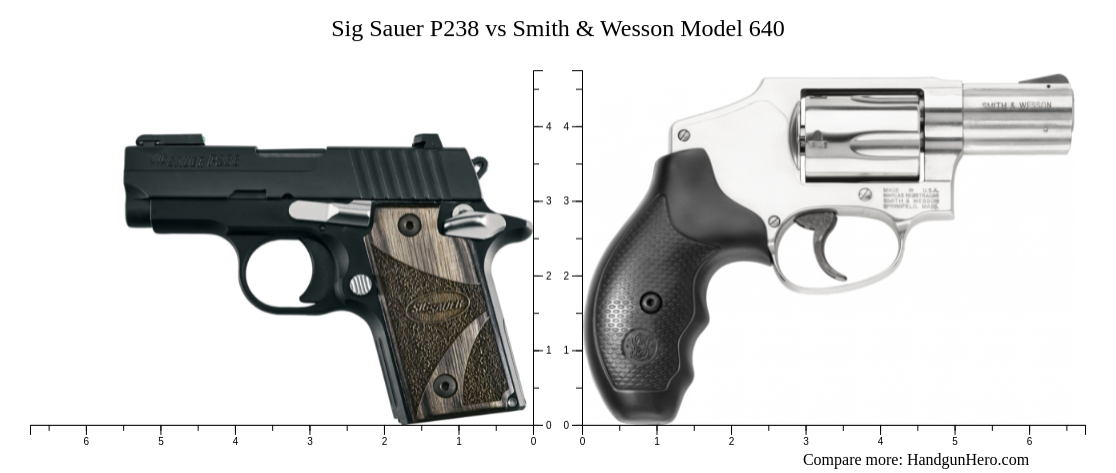 Sig Sauer P238 vs Smith & Wesson Model 640 size comparison | Handgun Hero
