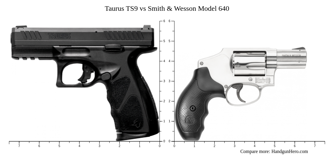 Taurus TS9 vs Smith & Wesson Model 640 size comparison | Handgun Hero