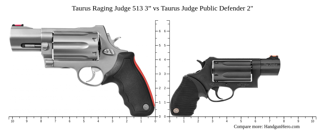 Taurus Raging Judge 513 3” vs Taurus Judge Public Defender 2" size ...