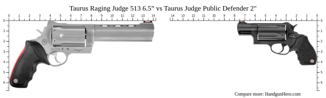 Taurus Raging Judge 513 6.5” vs Taurus Judge Public Defender 2" size ...