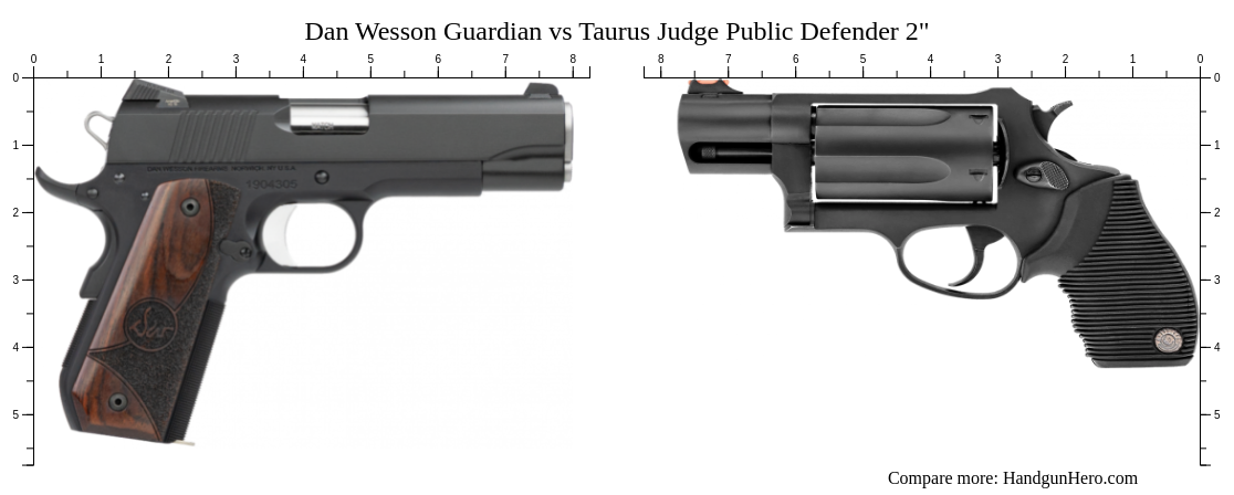 Dan Wesson Guardian vs Taurus Judge Public Defender 2" size comparison ...