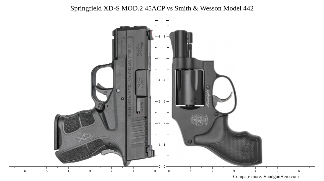 Springfield XD-S MOD.2 45ACP vs Smith & Wesson Model 442 size ...