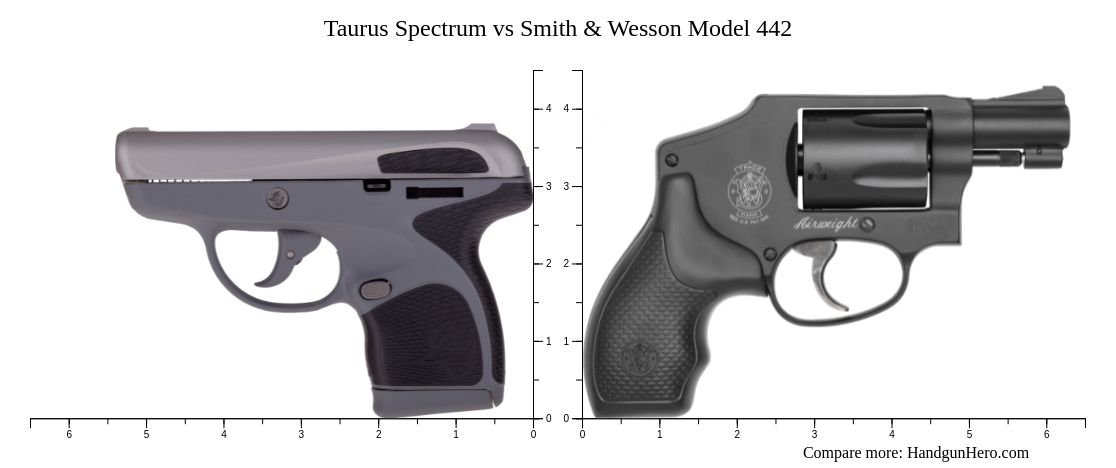 Taurus Spectrum vs Smith & Wesson Model 442 size comparison | Handgun Hero