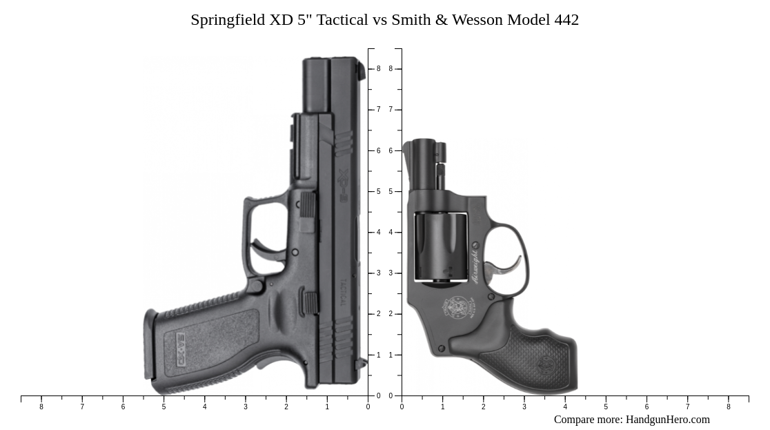Springfield XD 5" Tactical vs Smith & Wesson Model 442 size comparison ...