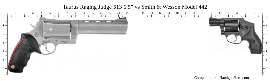 Taurus Raging Judge 513 6.5” vs Smith & Wesson Model 442 size ...