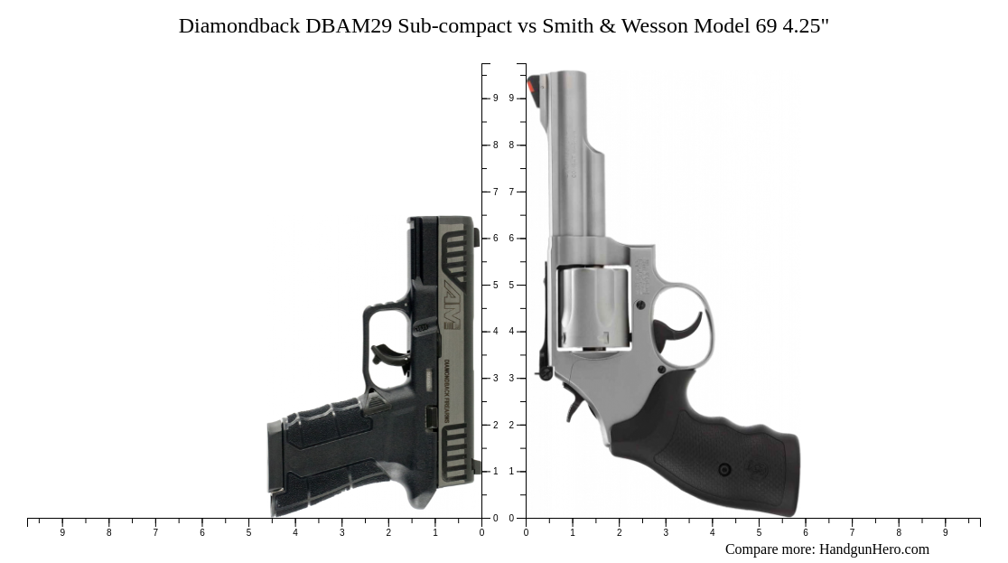 Diamondback DBAM29 Sub-compact vs Smith & Wesson Model 69 4.25" size ...