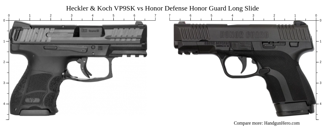Heckler & Koch VP9SK vs Honor Defense Honor Guard Long Slide size ...