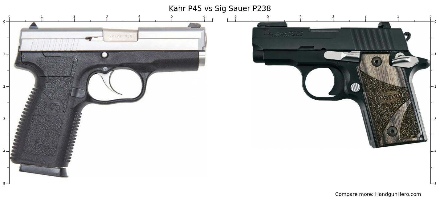 Kahr P45 vs Sig Sauer P238 size comparison | Handgun Hero