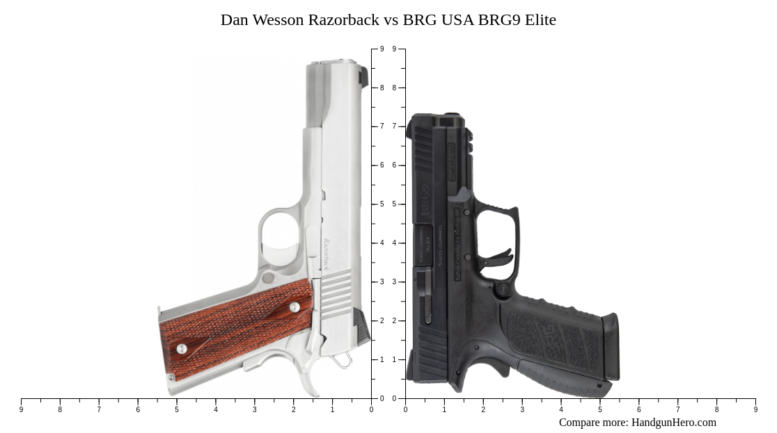 Dan Wesson Razorback vs BRG USA BRG9 Elite size comparison | Handgun Hero