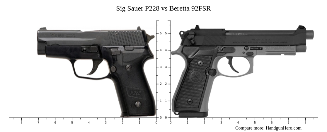 Sig Sauer P228 vs Beretta 92FSR size comparison | Handgun Hero