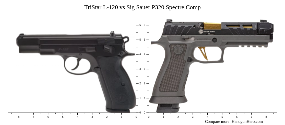 TriStar L-120 vs Sig Sauer P320 Spectre Comp size comparison | Handgun Hero