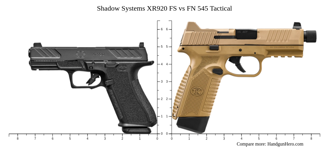 Shadow Systems XR920 FS vs FN 545 Tactical size comparison | Handgun Hero