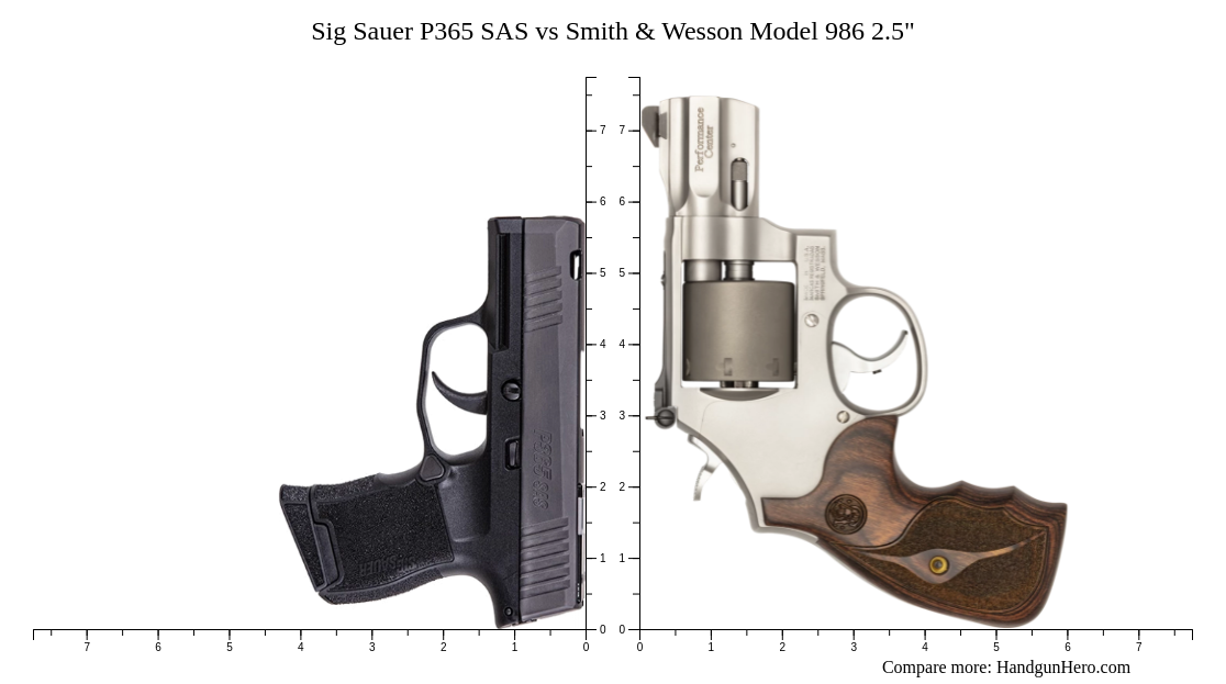 Sig Sauer P365 SAS vs Smith & Wesson Model 986 2.5" size comparison ...