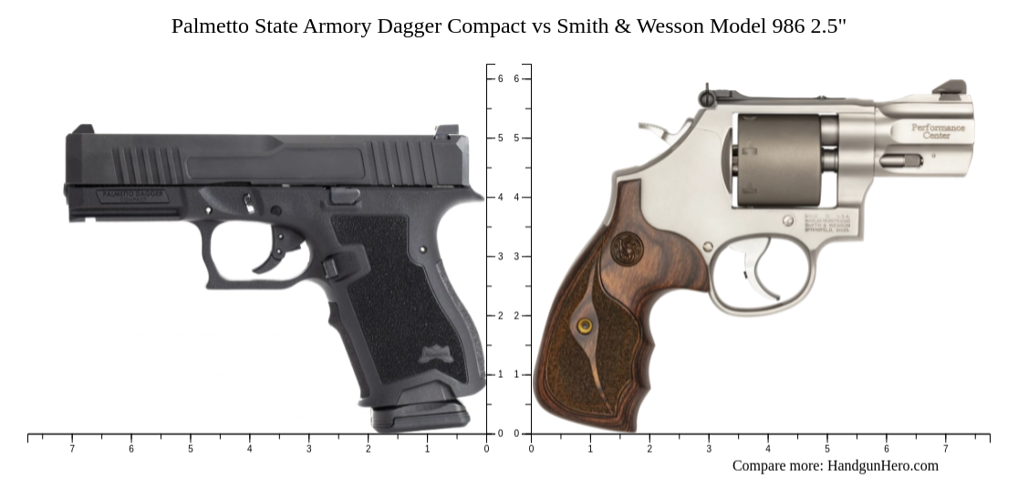 Palmetto State Armory Dagger Compact vs Smith & Wesson Model 986 2.5" size comparison | Handgun Hero