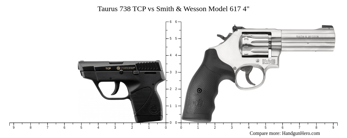 Taurus 738 TCP vs Smith & Wesson Model 617 4" size comparison | Handgun ...