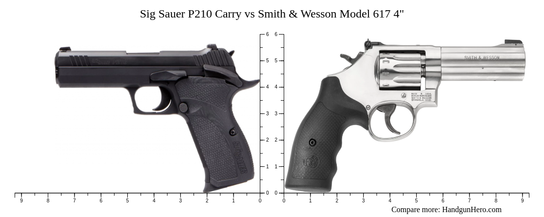 Sig Sauer P210 Carry vs Smith & Wesson Model 617 4" size comparison ...