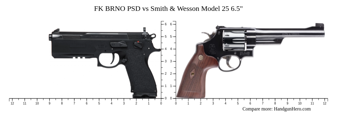 FK BRNO PSD vs Smith & Wesson Model 25 6.5" size comparison | Handgun Hero