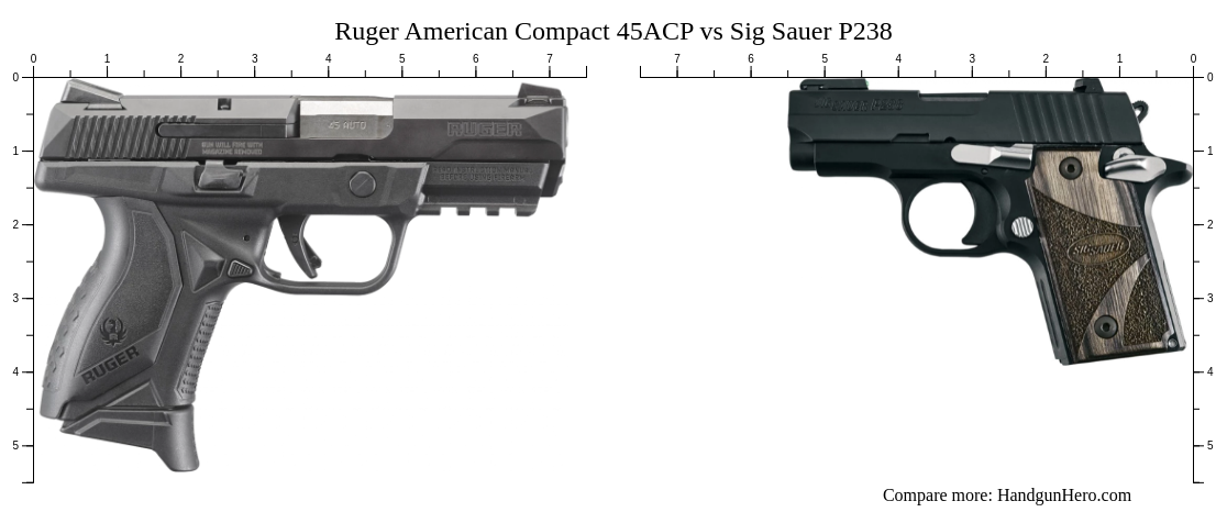 Ruger American Compact 45ACP vs Sig Sauer P238 size comparison ...