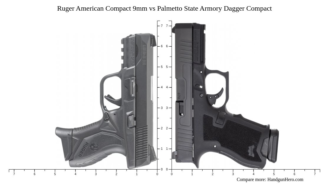 Ruger American Compact 9mm vs Palmetto State Armory Dagger Compact size ...