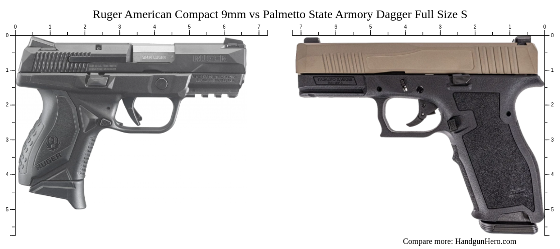 Ruger American Compact 9mm vs Palmetto State Armory Dagger Full Size S ...