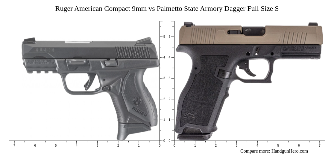 Ruger American Compact 9mm vs Palmetto State Armory Dagger Full Size S ...