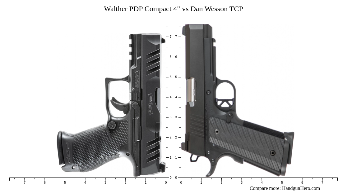 Walther PDP Compact 4" vs Dan Wesson TCP size comparison | Handgun Hero