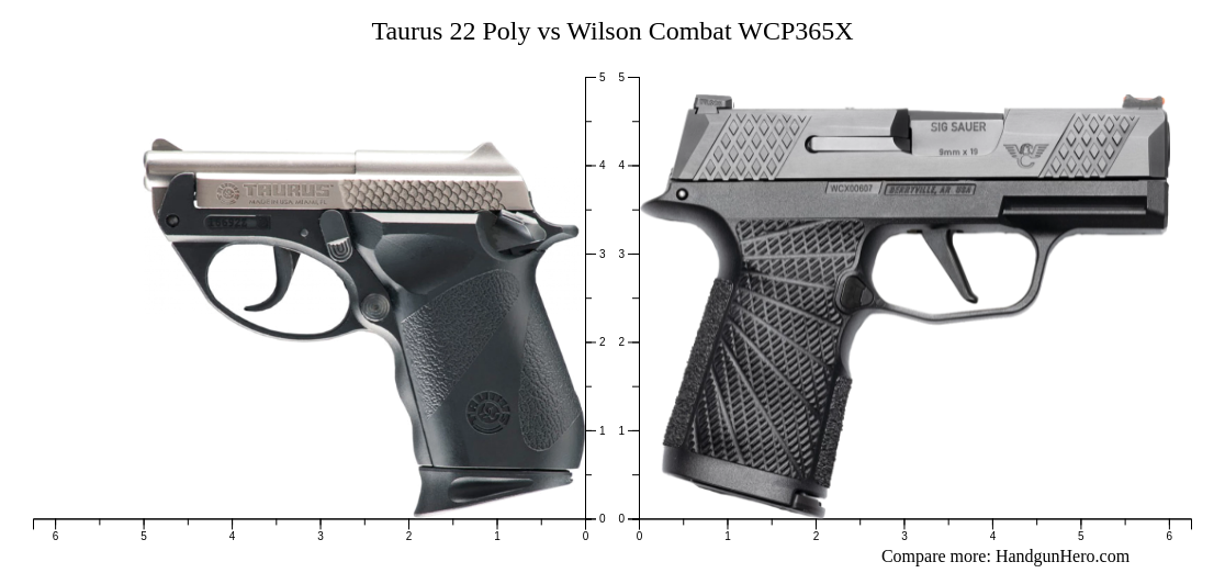 Taurus 22 Poly vs Wilson Combat WCP365X size comparison | Handgun Hero