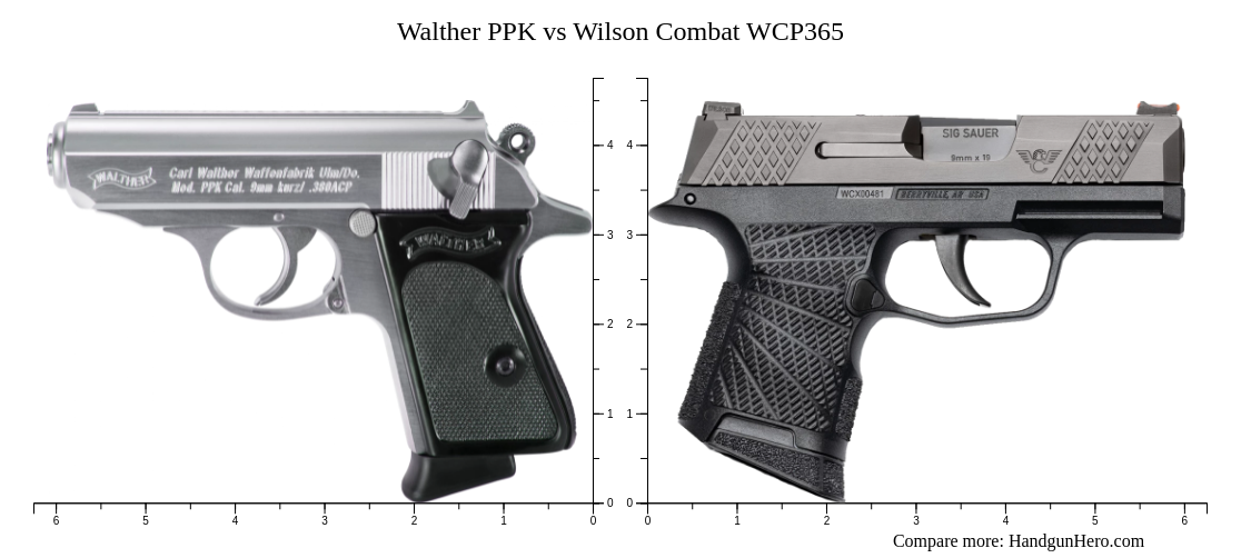 Walther PPK vs Wilson Combat WCP365 size comparison | Handgun Hero