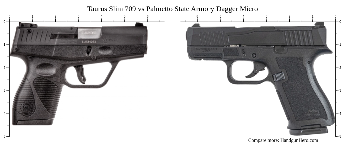 Taurus Slim 709 vs Palmetto State Armory Dagger Micro size comparison ...