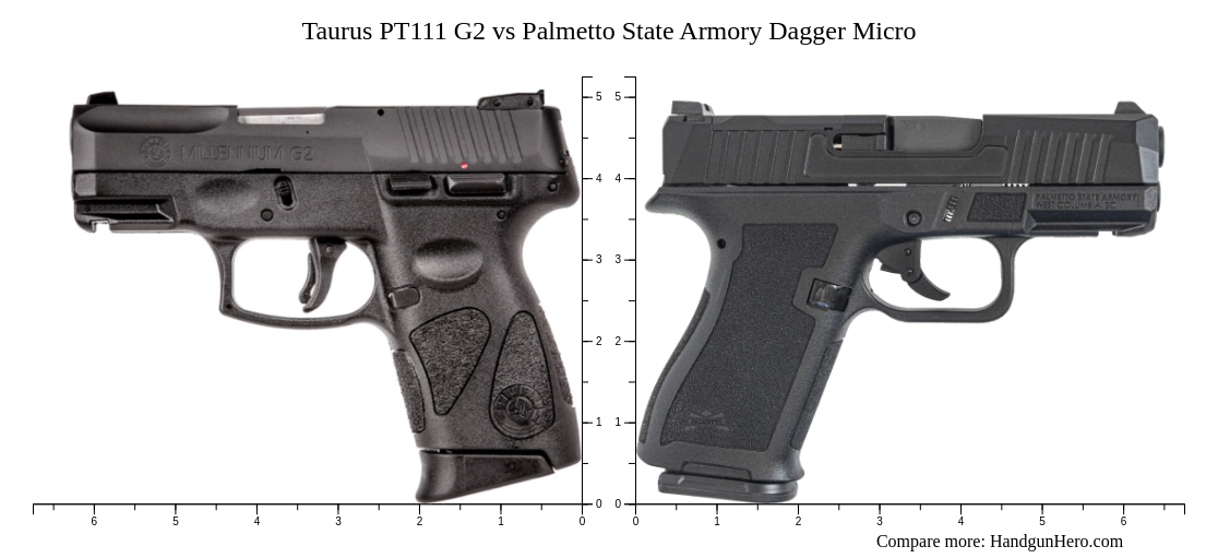 Taurus PT111 G2 vs Palmetto State Armory Dagger Micro size comparison ...