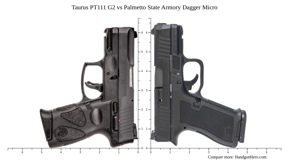 Taurus PT111 G2 vs Palmetto State Armory Dagger Micro size comparison ...