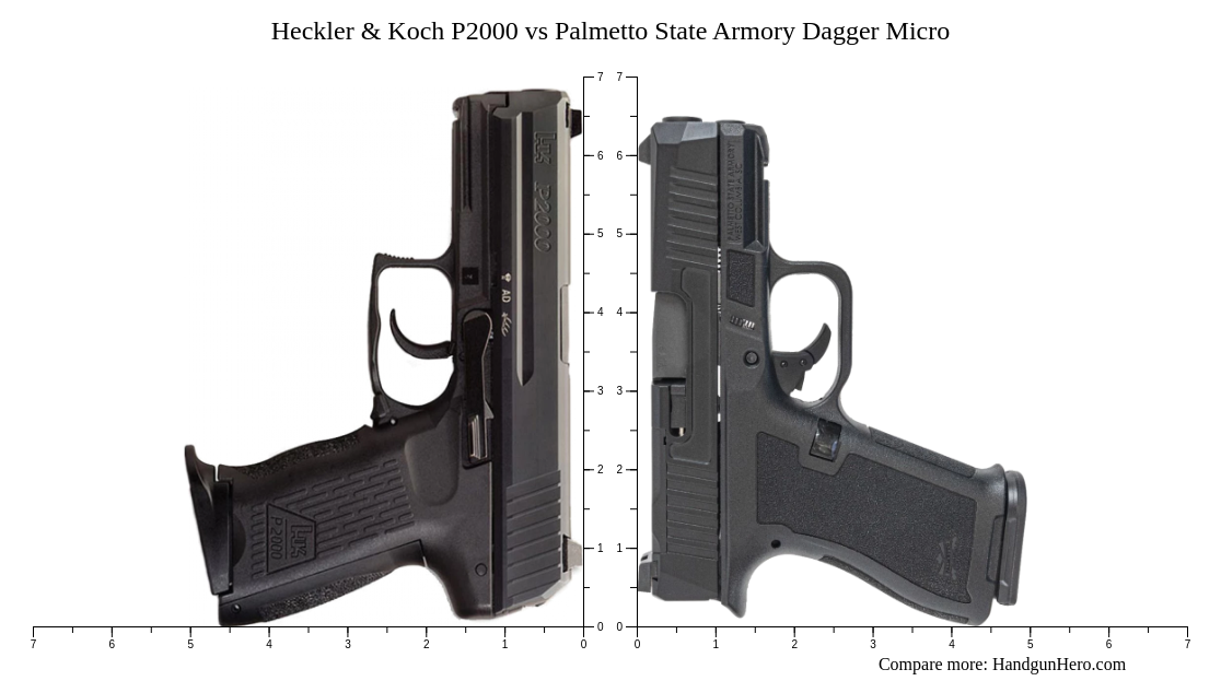 Heckler & Koch P2000 vs Palmetto State Armory Dagger Micro size ...